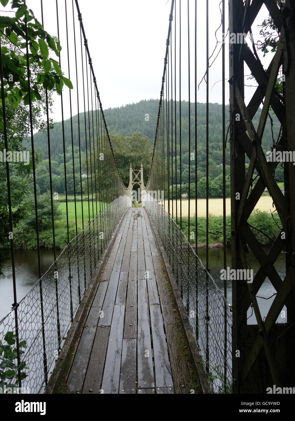An old Wire Support bridge in Betws Y Coed, Wales Stock Photo - Alamy
