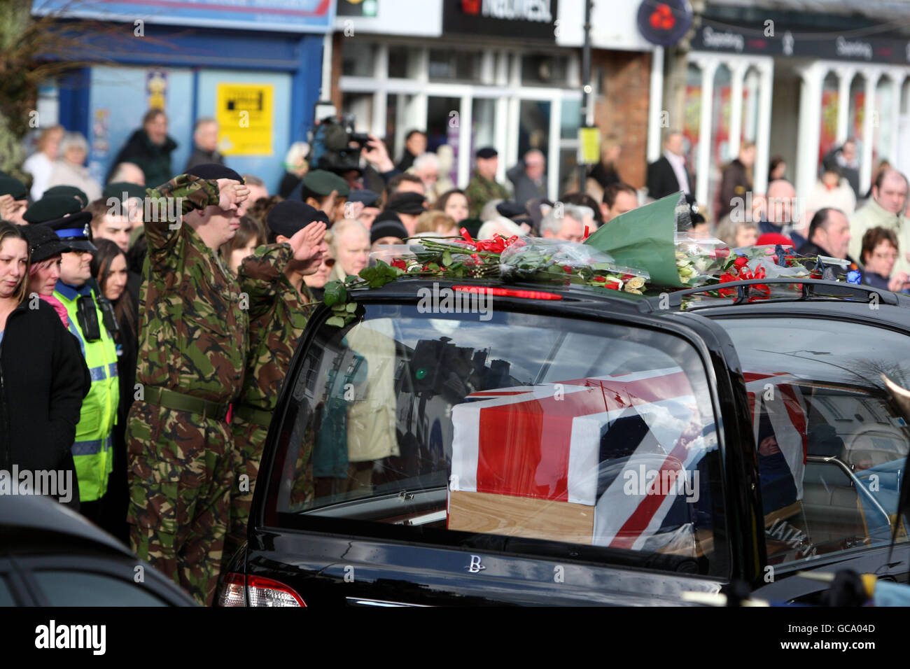 The coffins of Lance Corporal Daniel Cooper of 3rd Battalion The Rifles ...