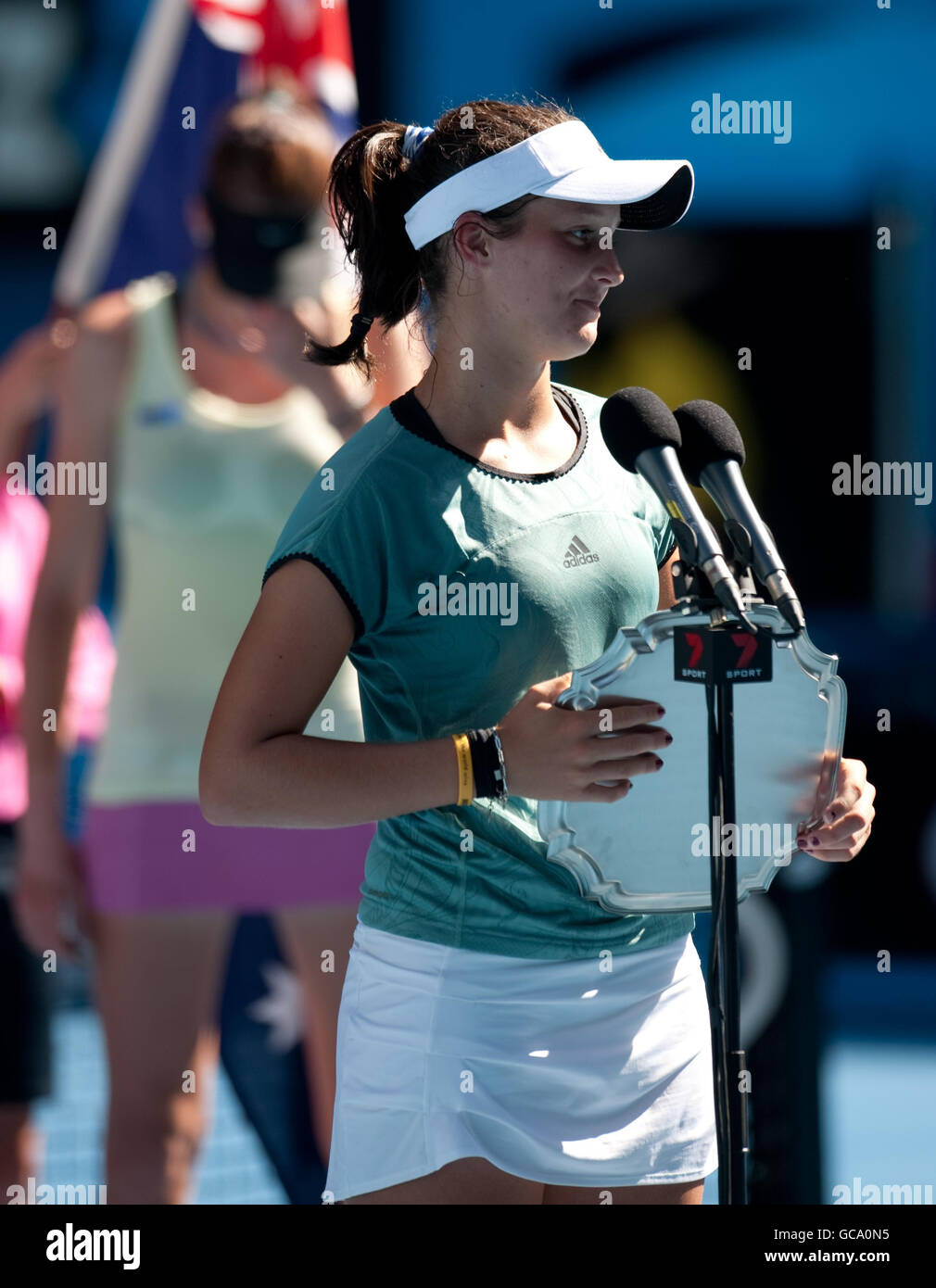 Laura Robson receives her runners up trophy after her girls singles ...