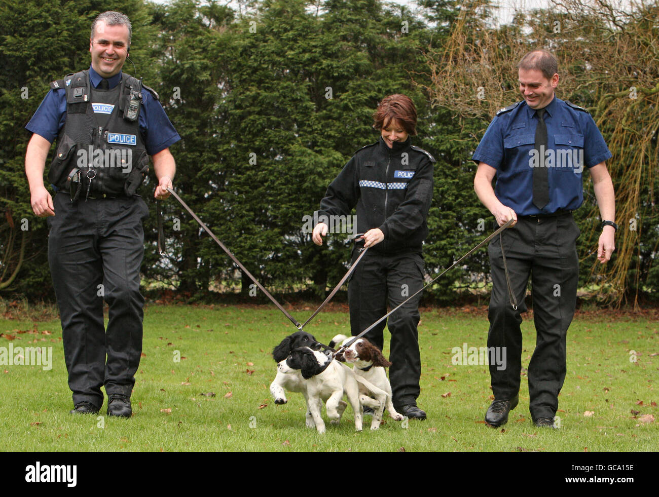 PC Mark Watts and Oso (left), Inspector Louise Beattie with Dibley, and ...