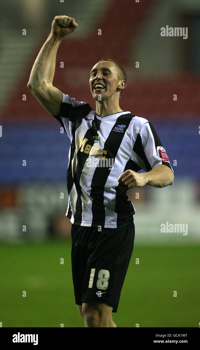 Notts County's Stephen Hunt punches the air as he celebrates his sides ...