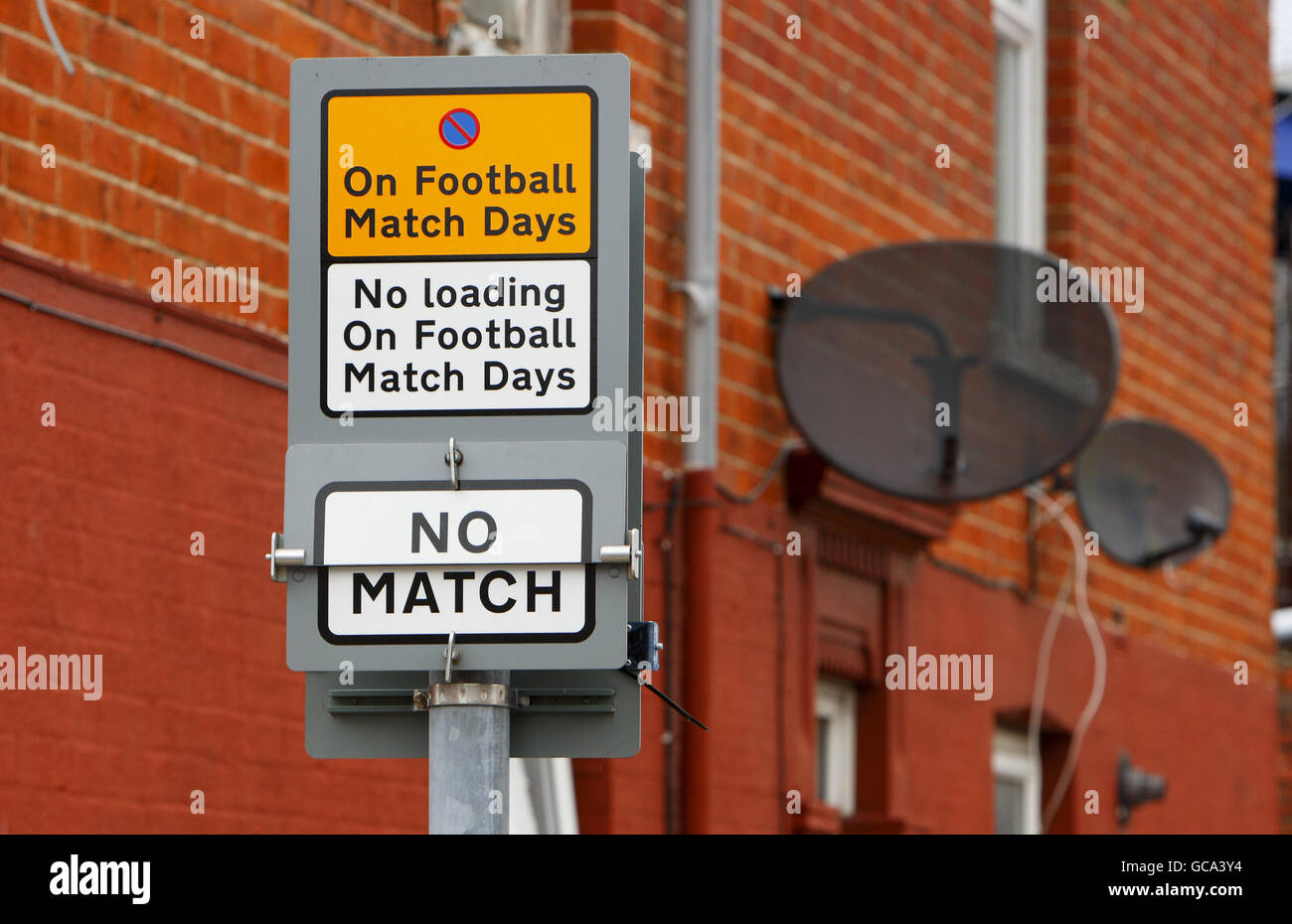 A traffic parking sign outside Fratton Park, home of Portsmouth ...