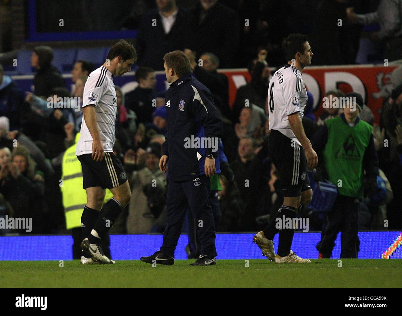 Chelsea's Michael Ballack (left) and Frank Lampard (right) leave the ...