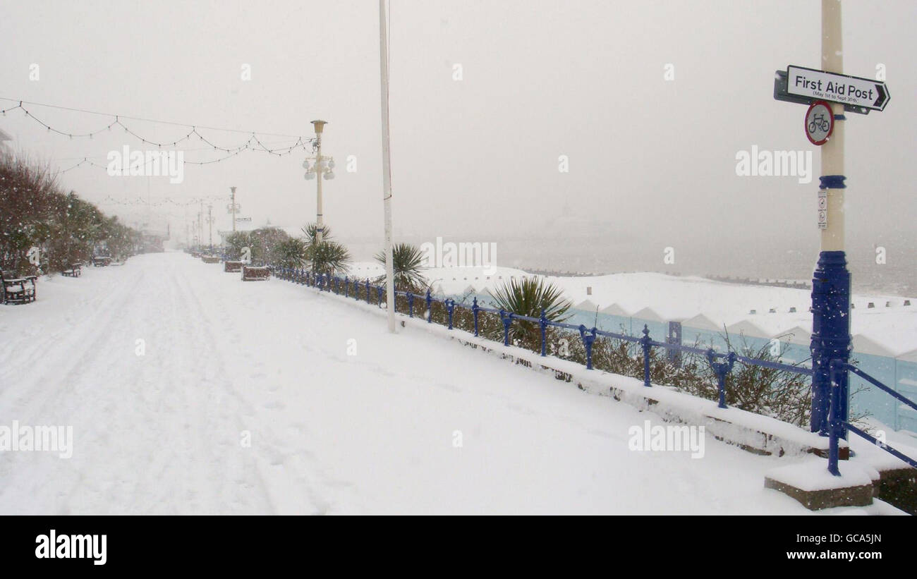 A view of the snow Eastbourne, East Sussex, after heavy snowfalls and ...