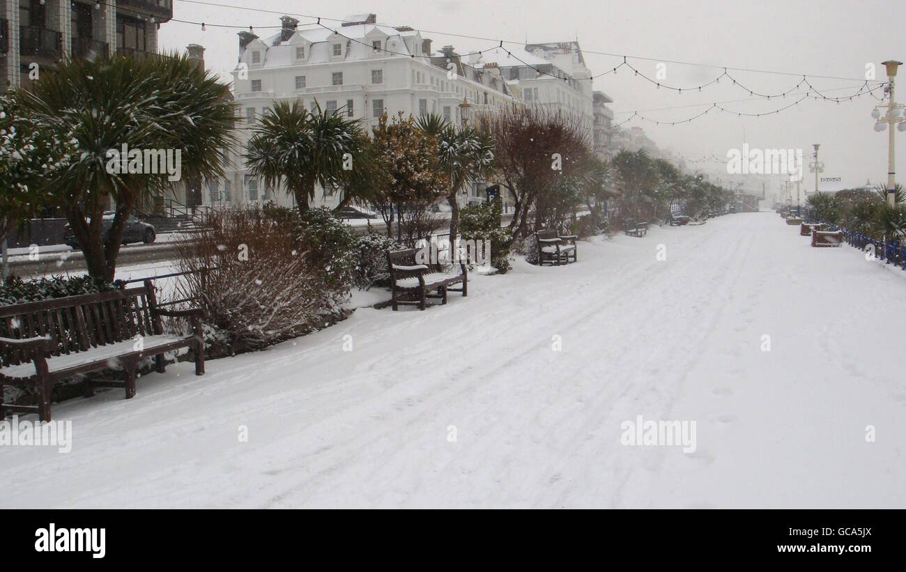 A view of the snow Eastbourne, East Sussex, after heavy snowfalls and ...