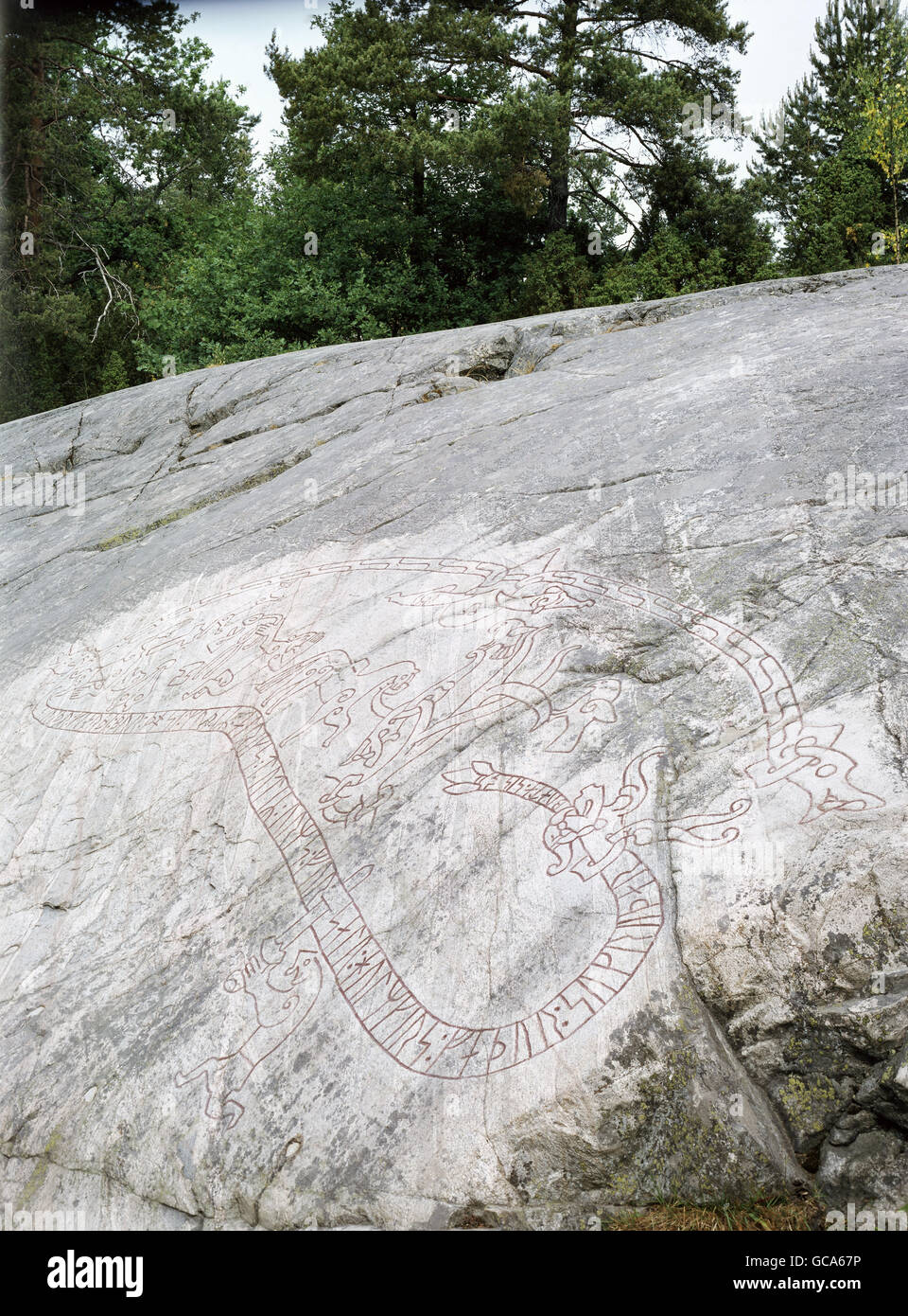 fine arts, middle ages, Vikings, sculpture, Runic stone, Ramsund Rok ...