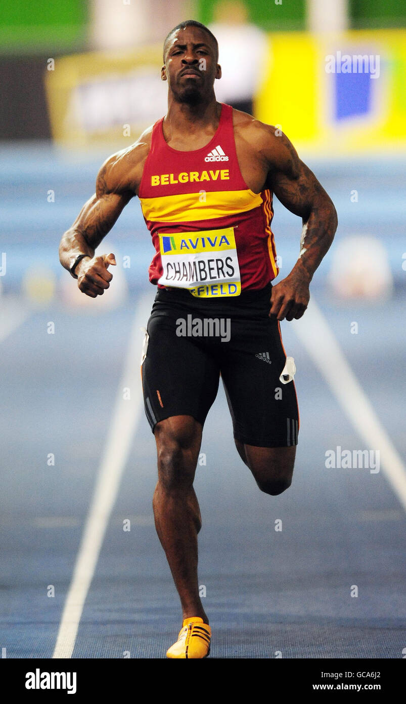 Dwain Chambers in action in the Men's 60m heats during the Aviva World ...