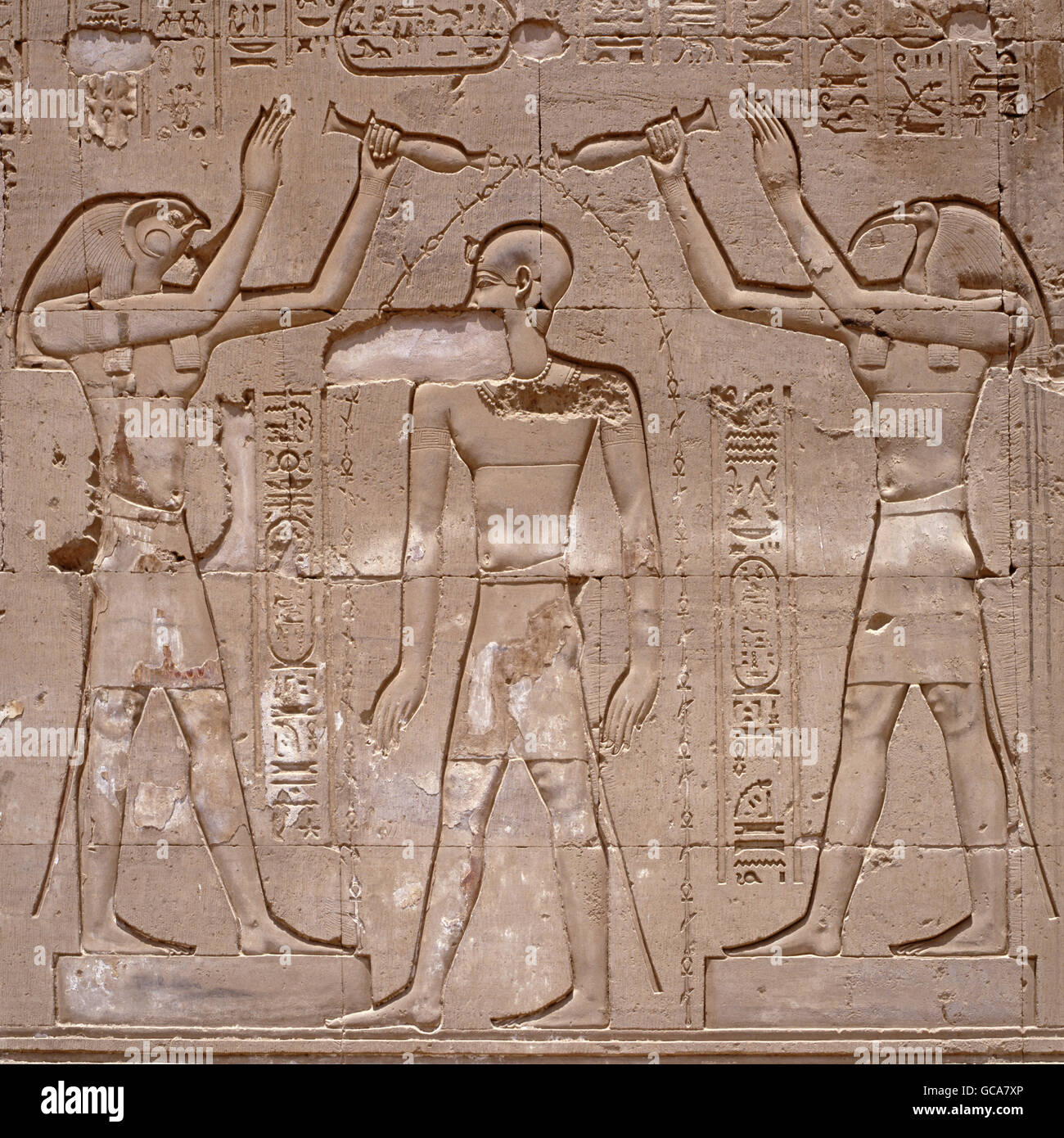 fine arts, ancient world, Egypt, relief in temple of Kom Ombo Stock ...