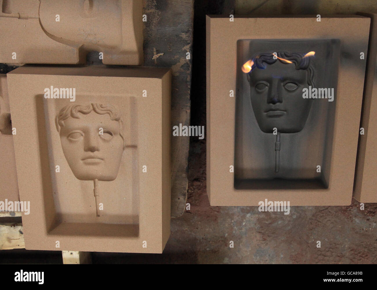 Orange BAFTA award mask casting Stock Photo - Alamy