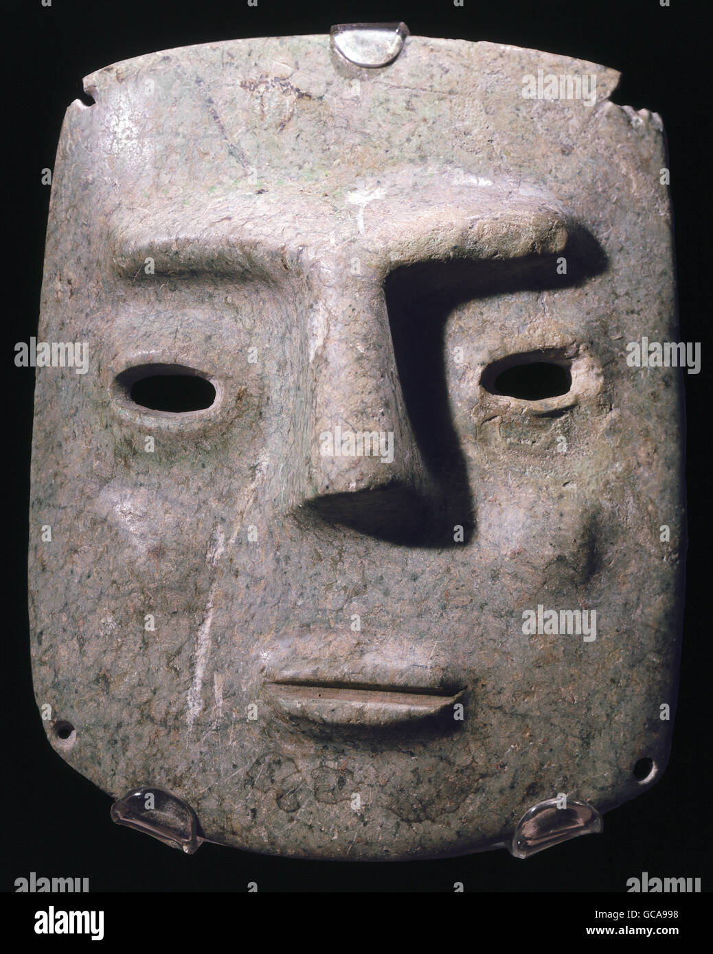 fine arts, Mesoamerica, Colima, sculpture, mask, green stone, Mexico ...