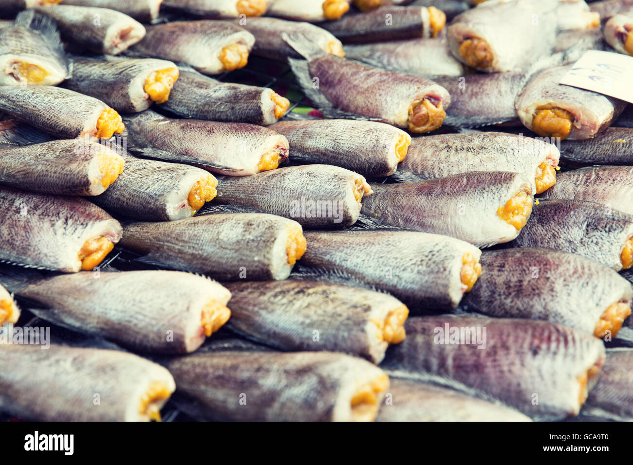 stuffed fish or seafood at asian street market Stock Photo - Alamy