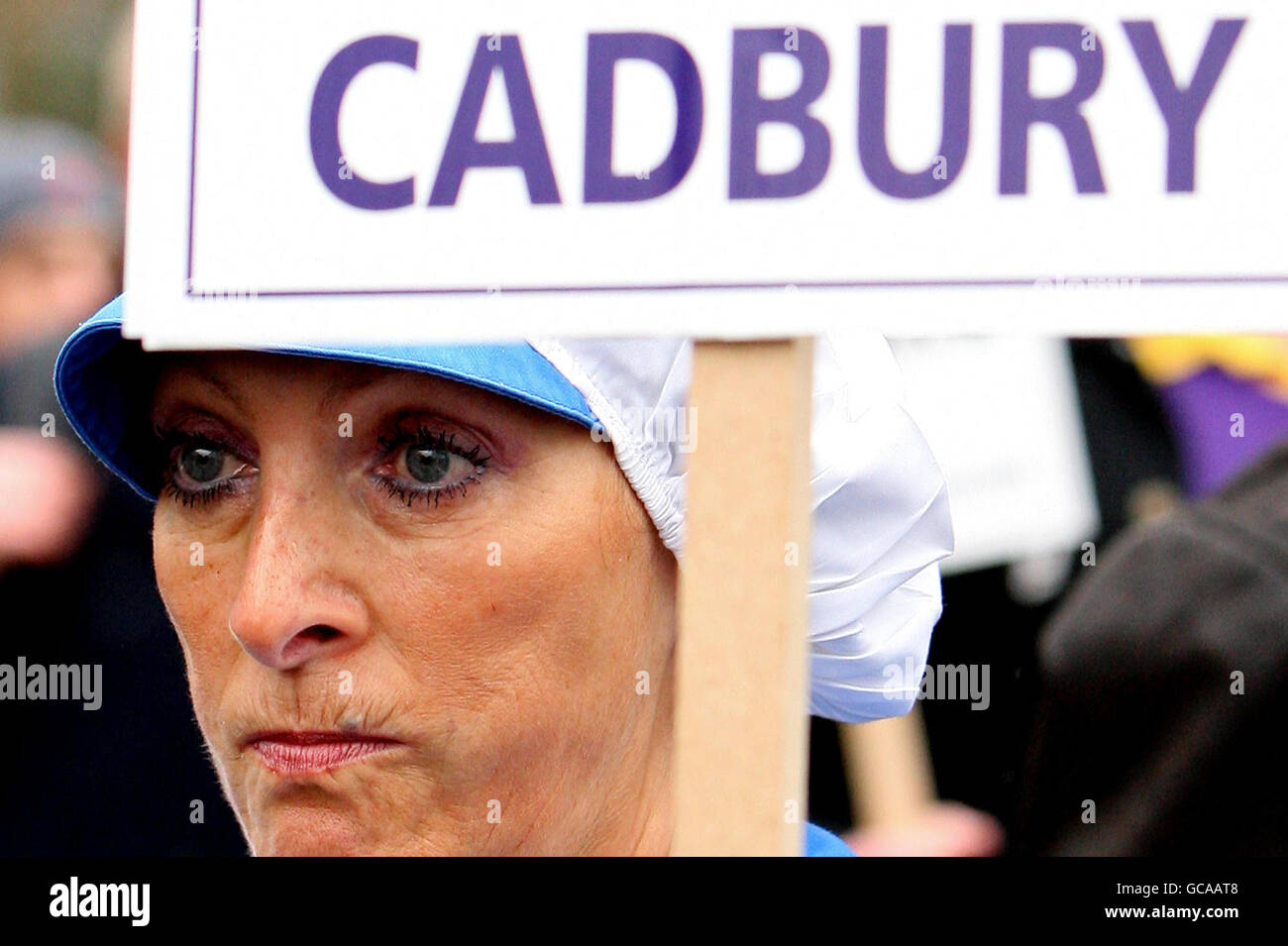 Cadbury workers demonstrate outside the Houses of Parliament ...