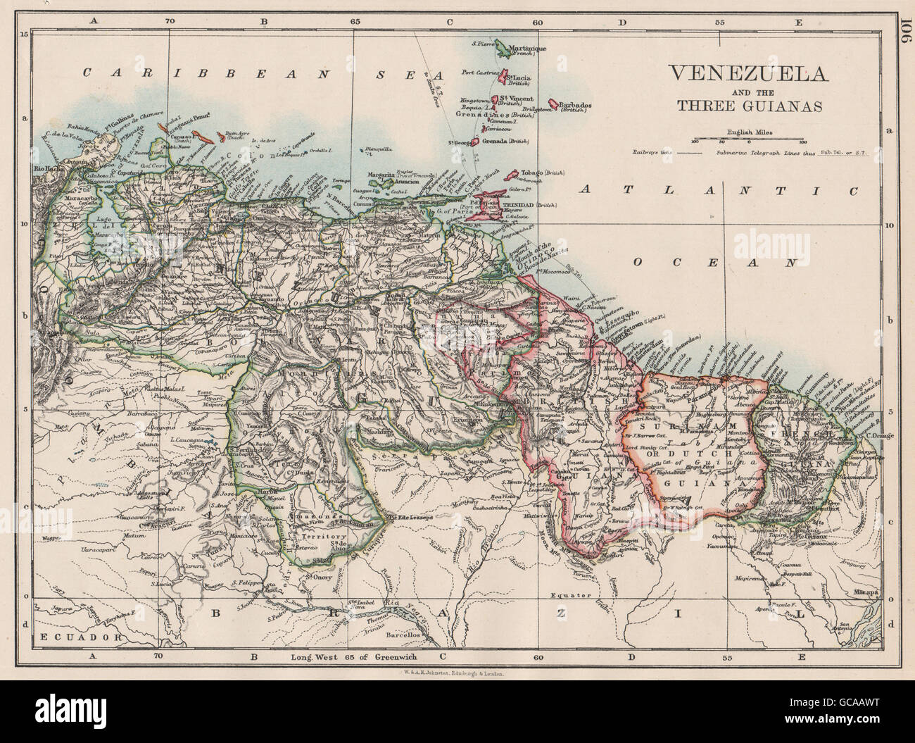 VENEZUELA / GUIANAS. Suriname. British French Dutch Guyana. JOHNSTON ...