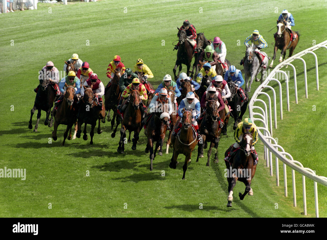 The Ever Ready Derby field rounding Tattenham Corner, with Mister ...