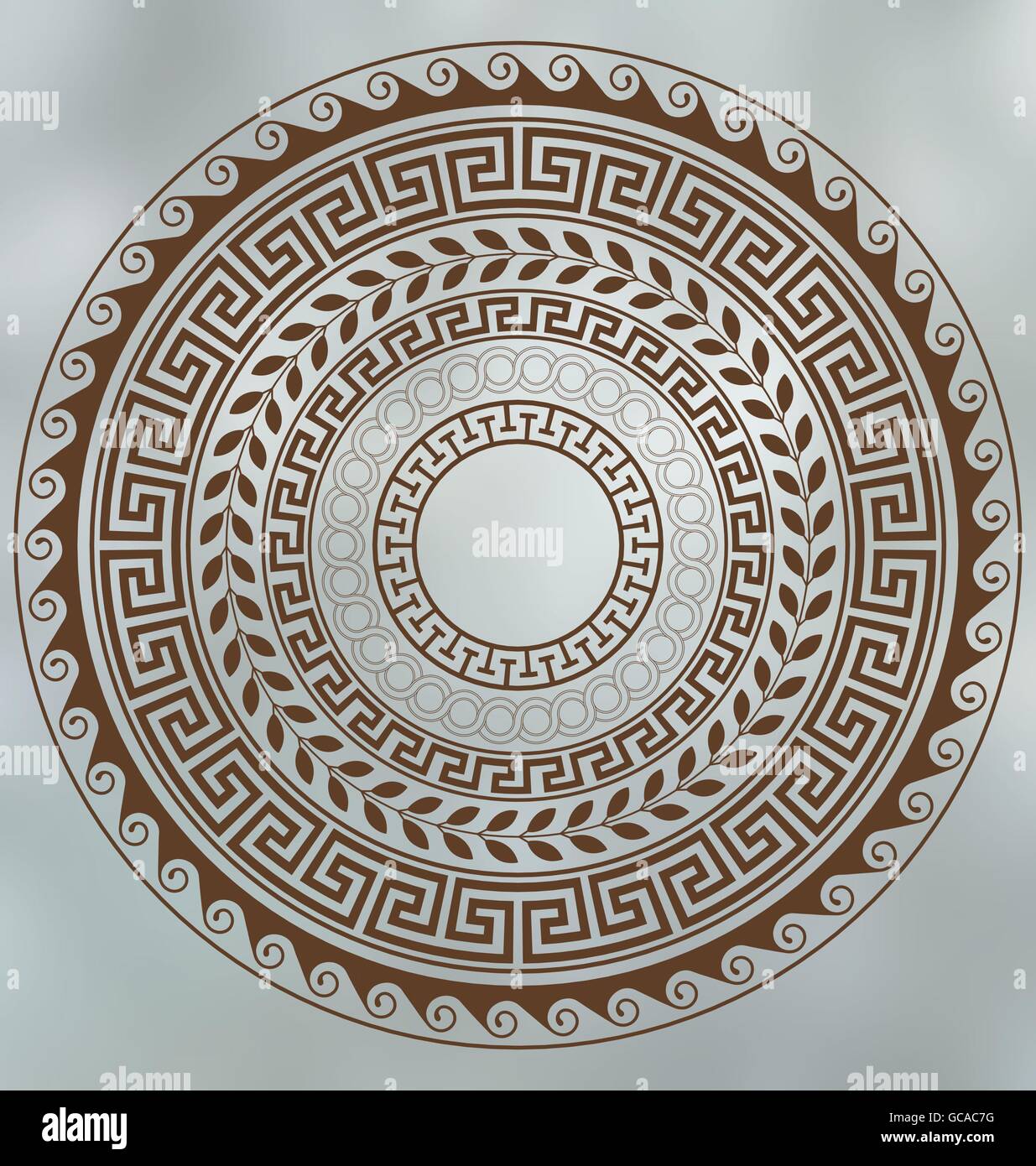 Meander and wave. Ancient Greek borders. Set of circular ornaments ...