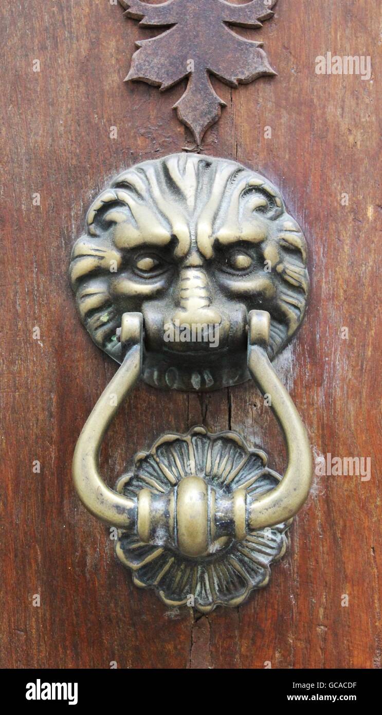 Door knocker with lion detail hi-res stock photography and images - Alamy