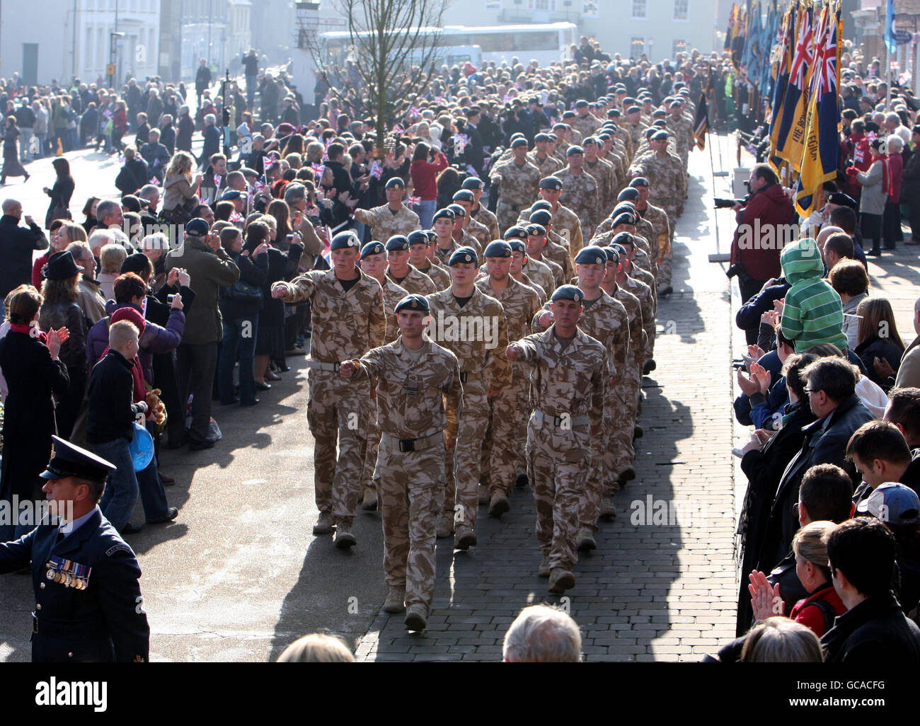 Servicemen from 27 Squadron of the RAF Regiment march through the ...
