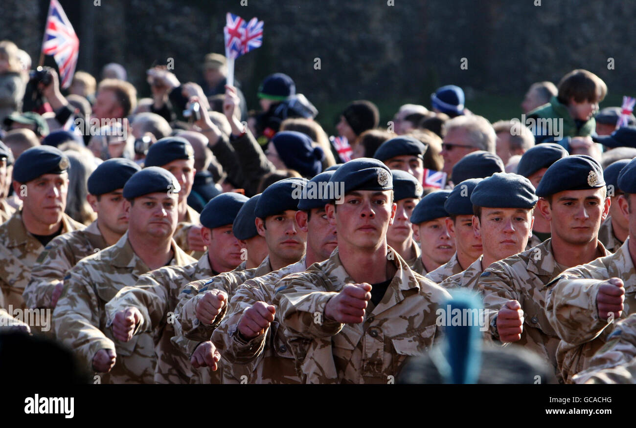 Servicemen from 27 Squadron of the RAF Regiment march through the ...