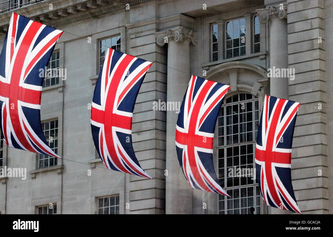 Flags of England hanging in the streets of London Stock Photo - Alamy