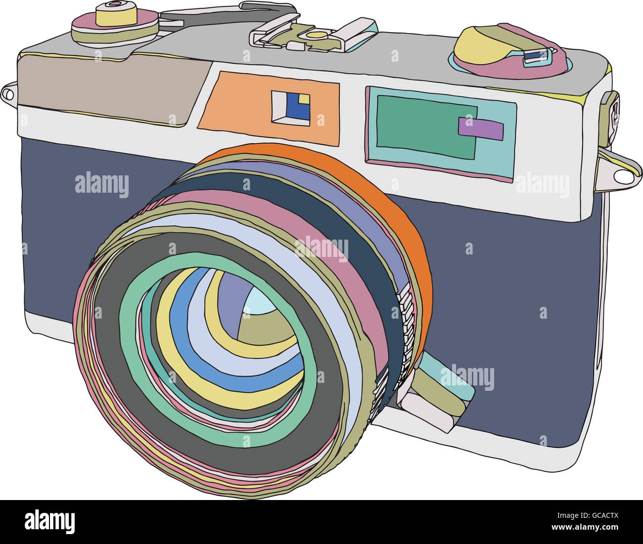 Vintage old photo camera draw. Vector illustration eps 10 Stock Vector ...