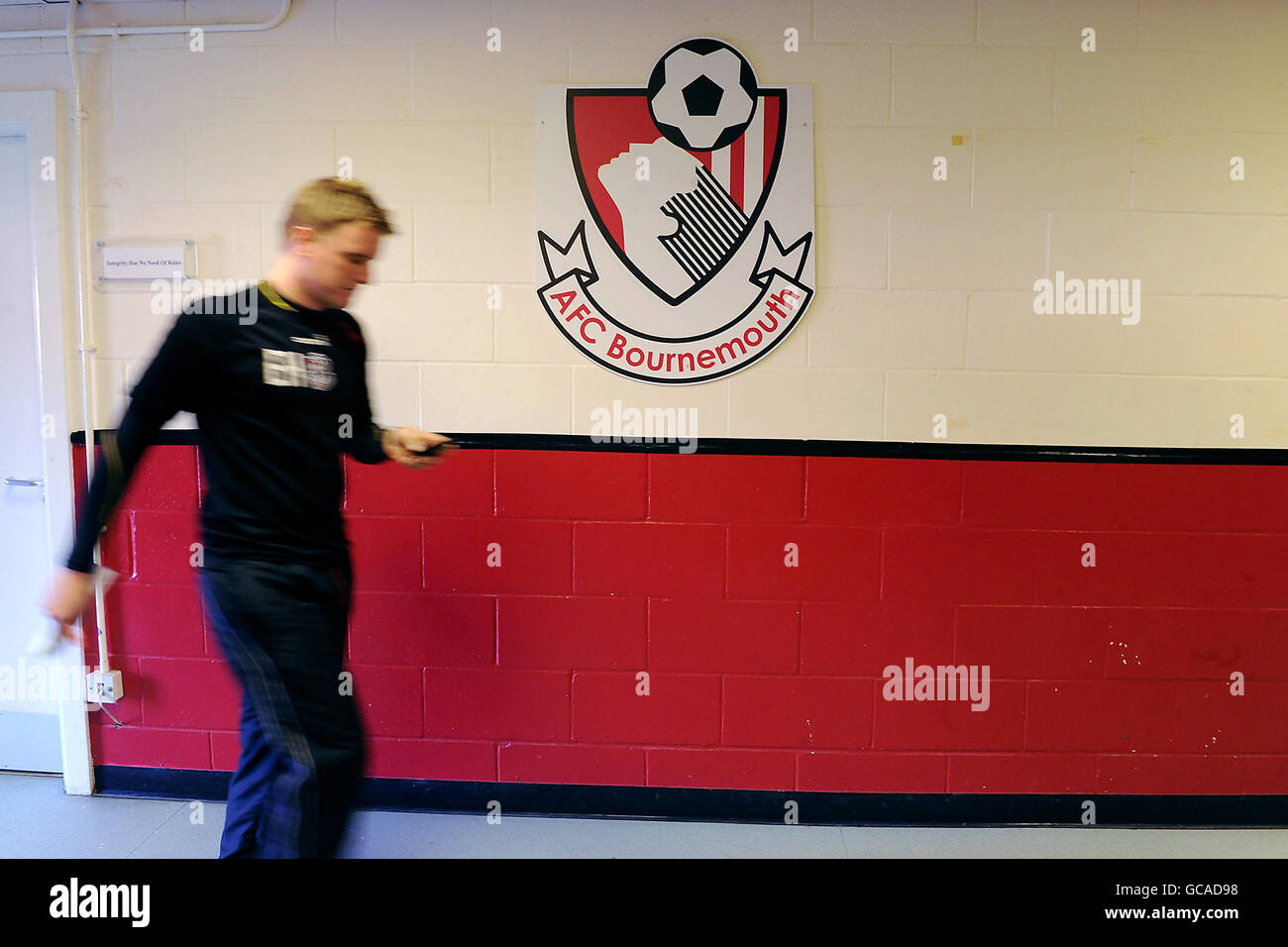 The afc bournemouth club crest hung on a wall hi-res stock photography ...