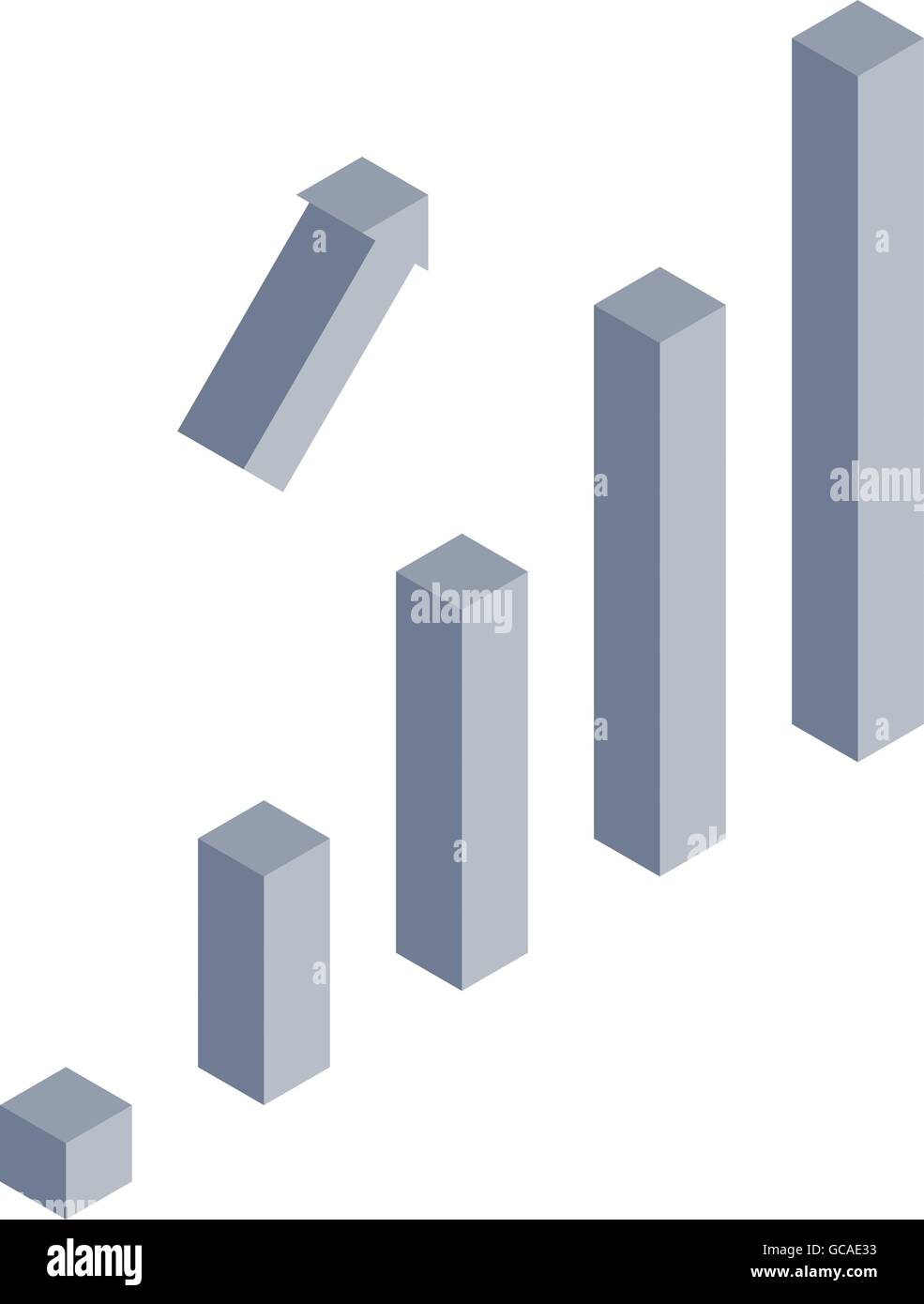 Isometric success bar chart concept, isolated vector in 3d-view Stock ...