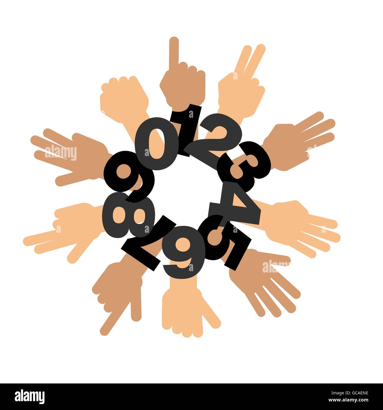 Seven finger hand sign Stock Vector Images - Alamy