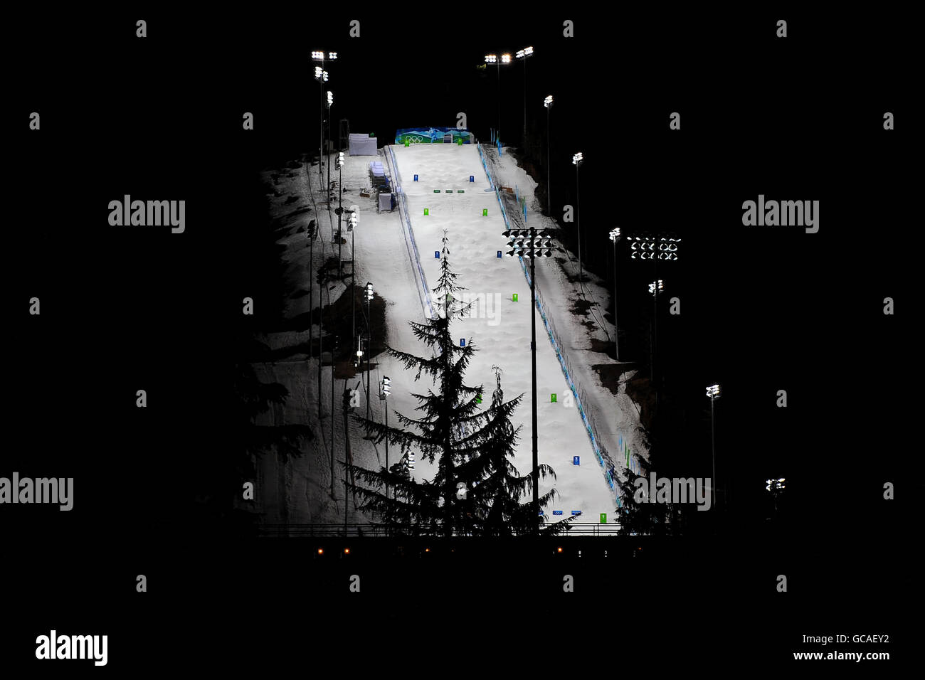 General view of the freestyle ski course at Cypress Mountain Stock ...