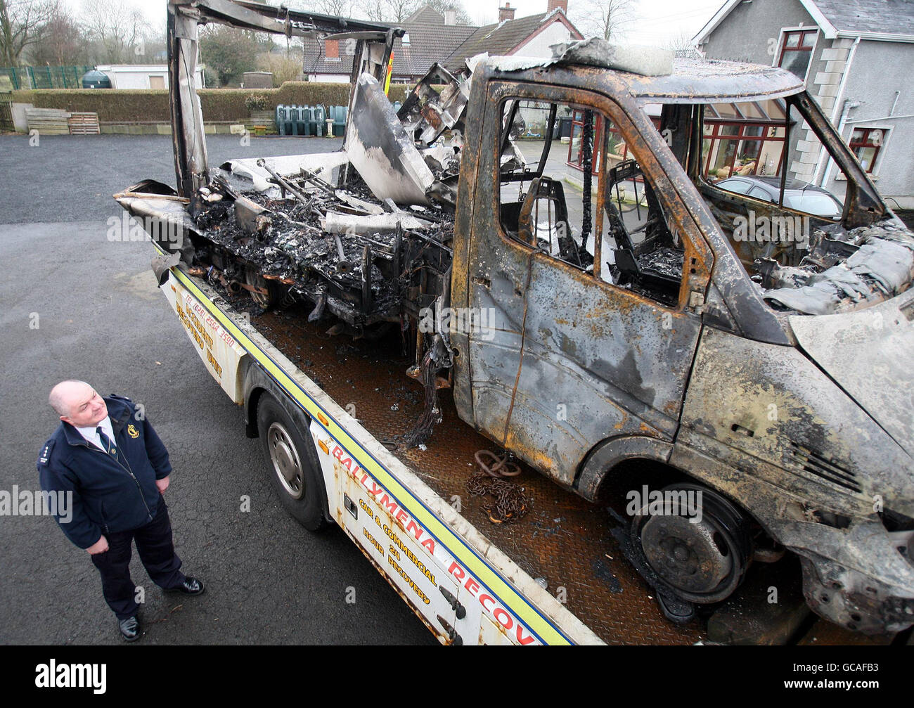 Ambulance destroyed by fire on way hospital hi-res stock photography ...