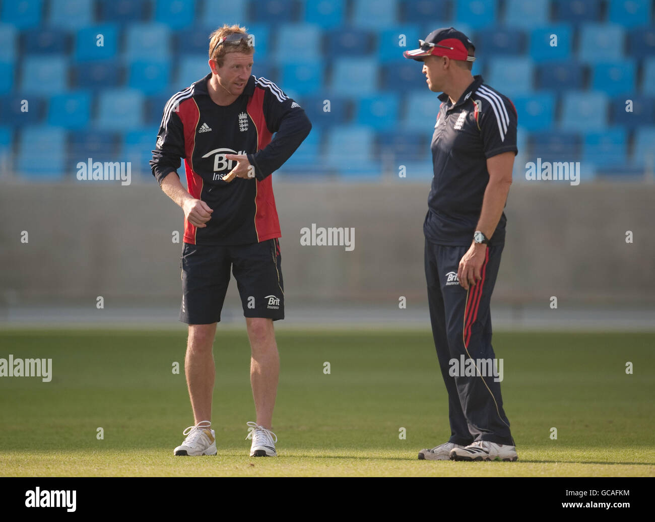 England captain Paul Collingwood and coach Andy Flower (right) in ...