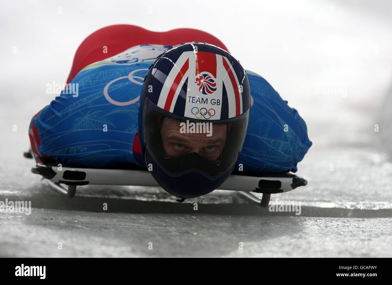 Great Britain's Adam Pengilly during a training run on the skeleton ...