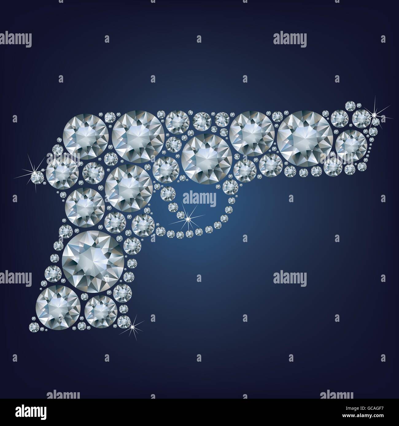Gun made up a lot of diamonds on the black background Stock Vector ...