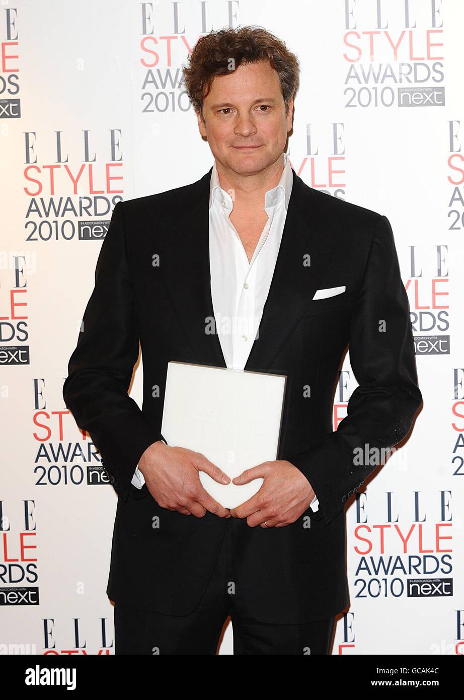 Colin Firth with his Best Actor Award during the Elle Style awards at ...