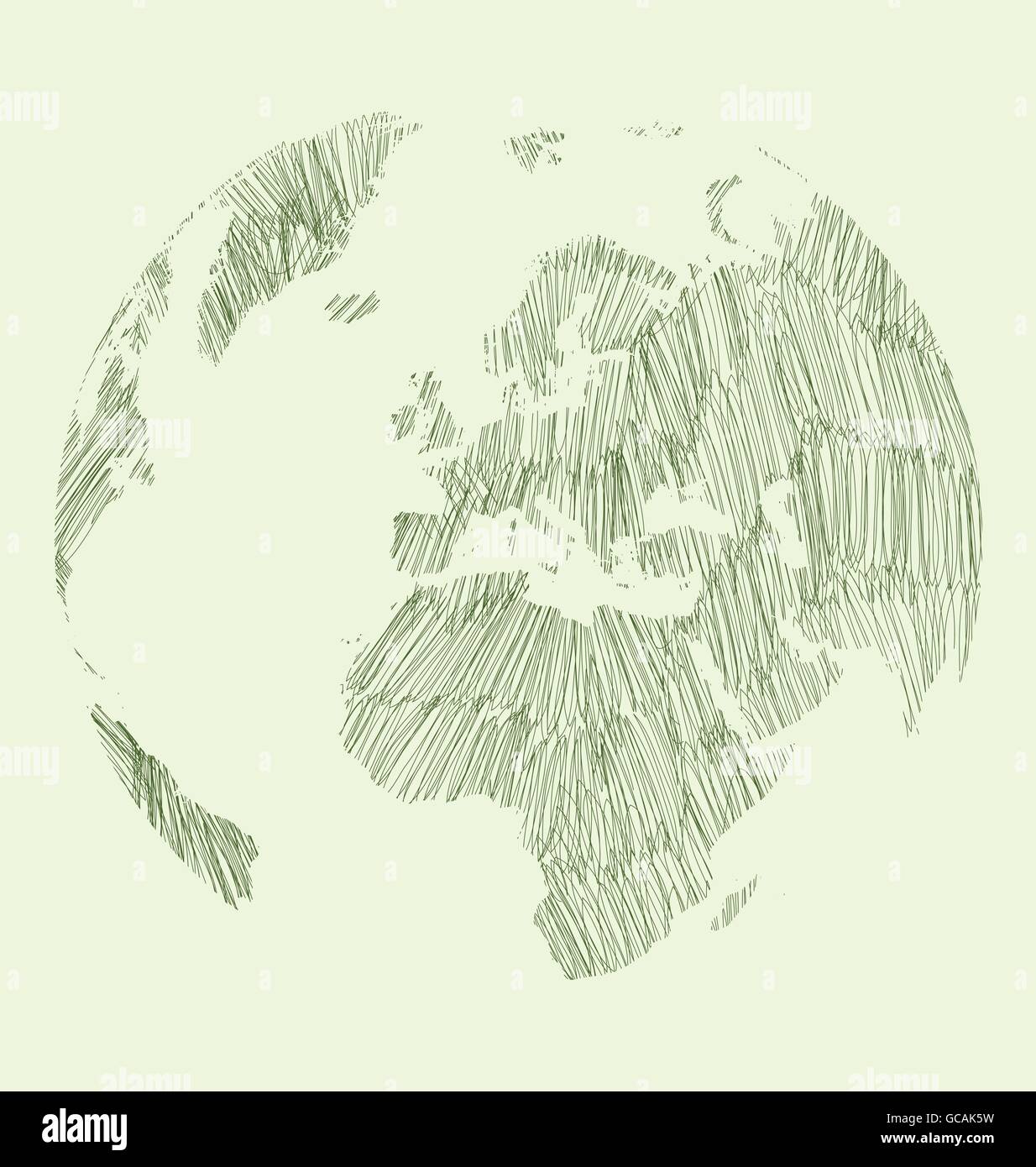 World Map Earth Globe Vector line Sketched Up Illustrator, EPS 10 Stock ...