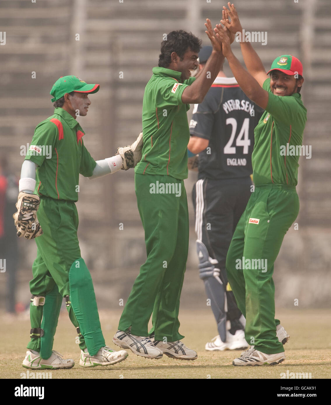 Bangladesh cricket board's Alauddin Babu celebrates dismissing England ...
