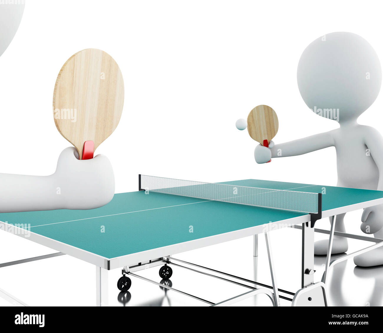 3d renderer image. White people playing ping pong. Sport concept ...