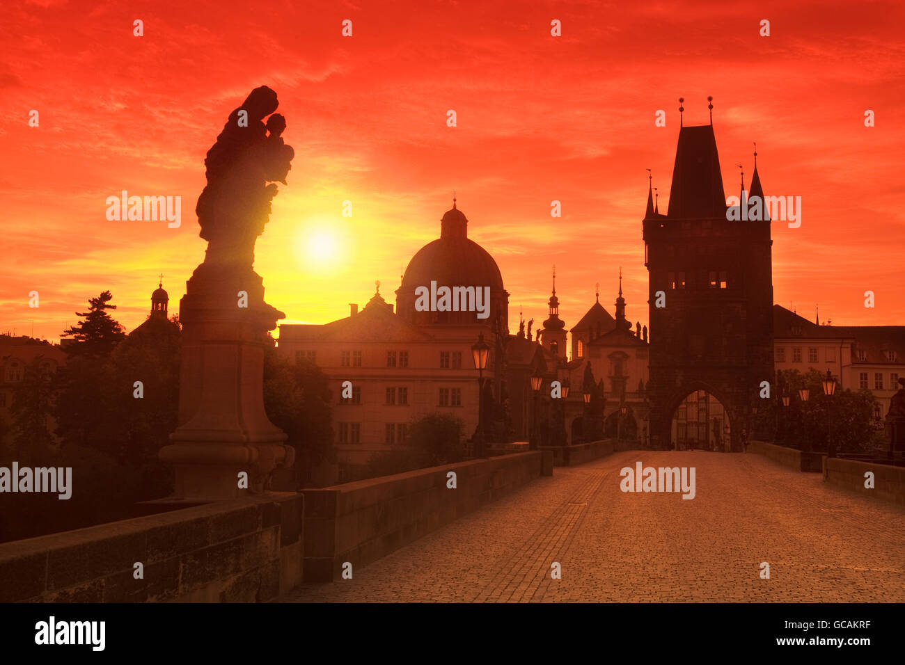 BAROQUE STATUES KING CHARLES IV BRIDGE PRAGUE CZECH REPUBLIC Stock ...