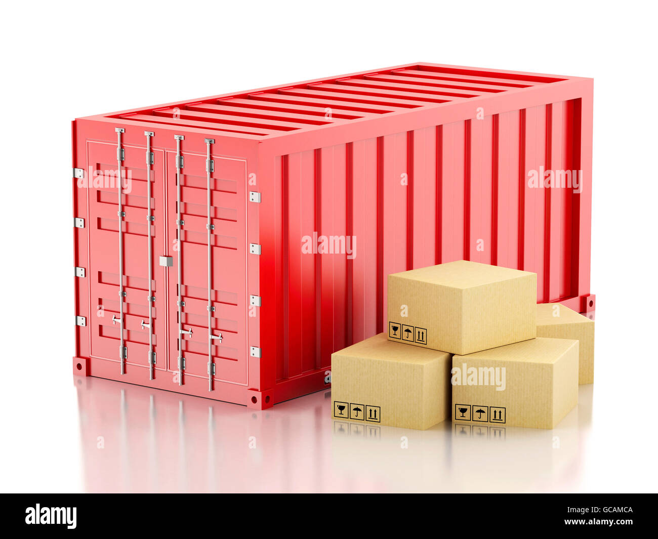 Render red shipping container open hi-res stock photography and images ...