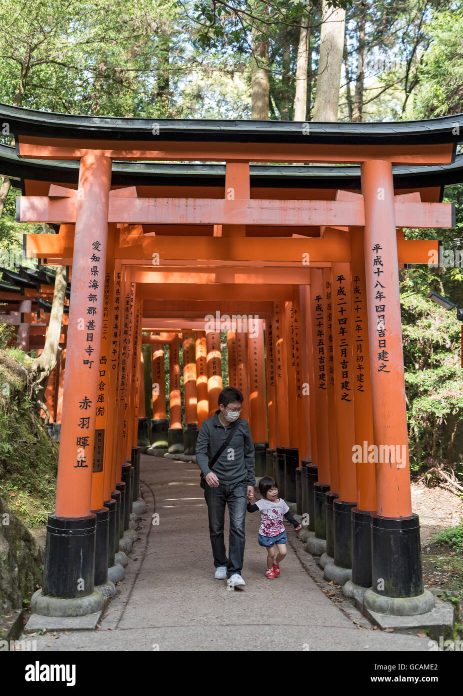 Path lined with torii gates at Fushimi Inari-taisha Shrine, Kyoto ...