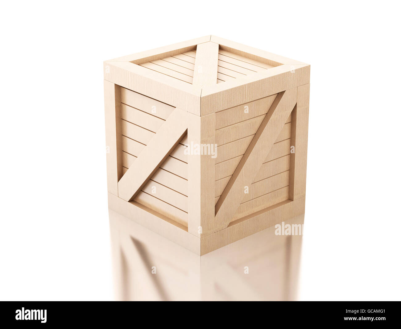 3d renderer image. Wooden crate against isolated white background Stock ...
