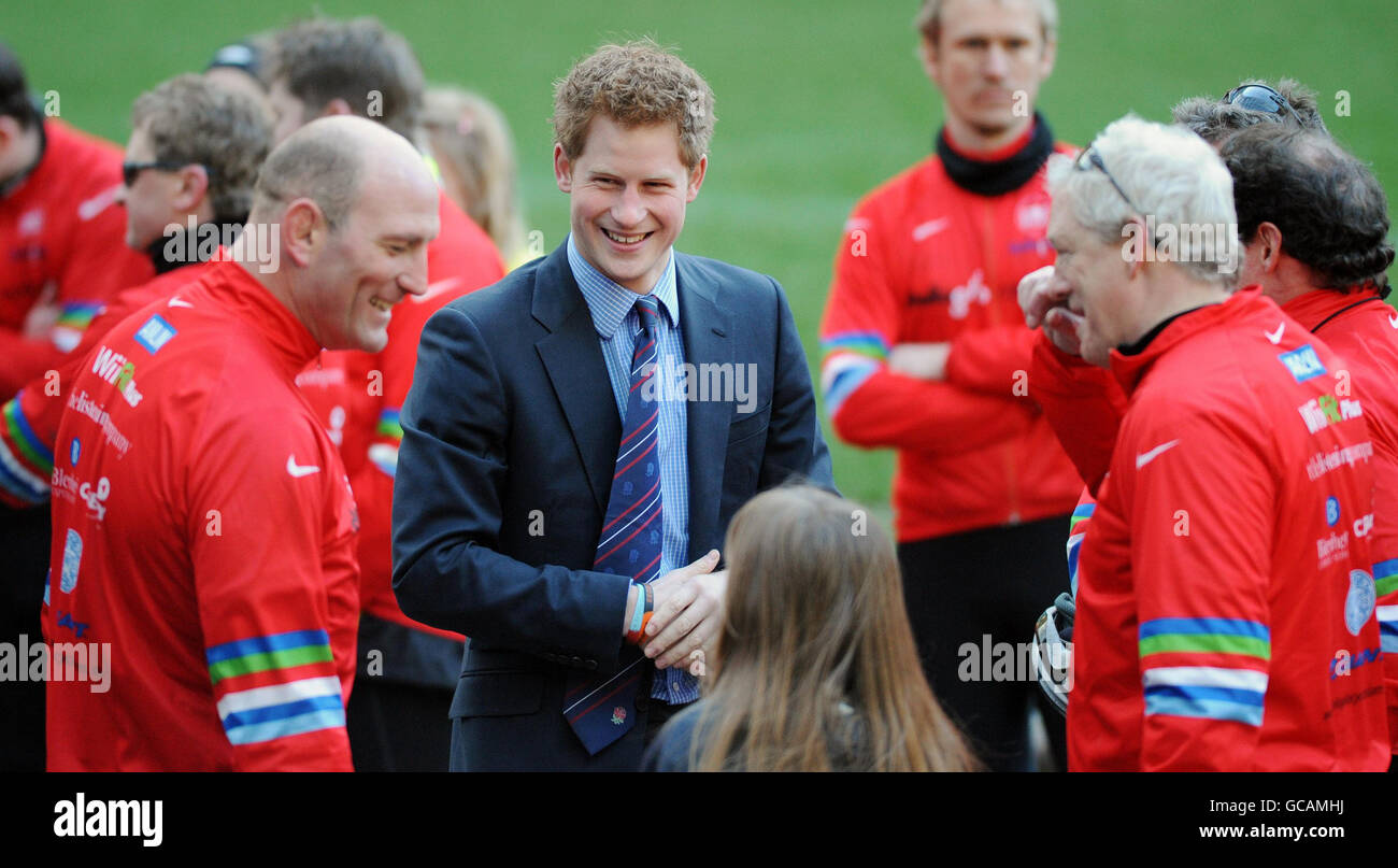 Prince Harry with former England rugby player Lawrence Dallaglio (left ...