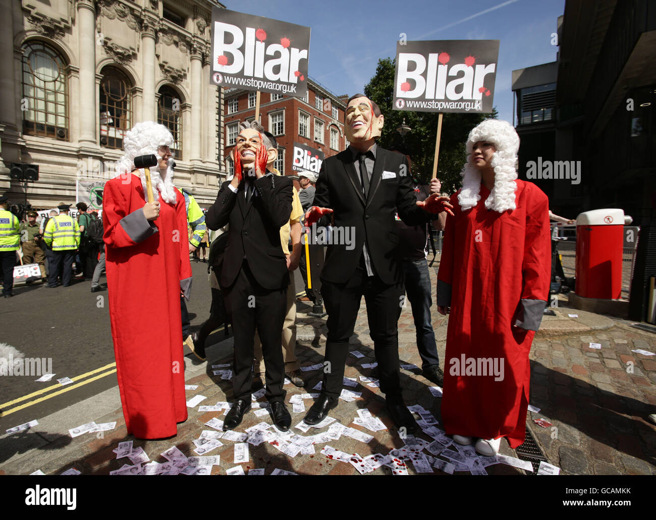 Protesters outside the Queen Elizabeth II Conference Centre, London ...