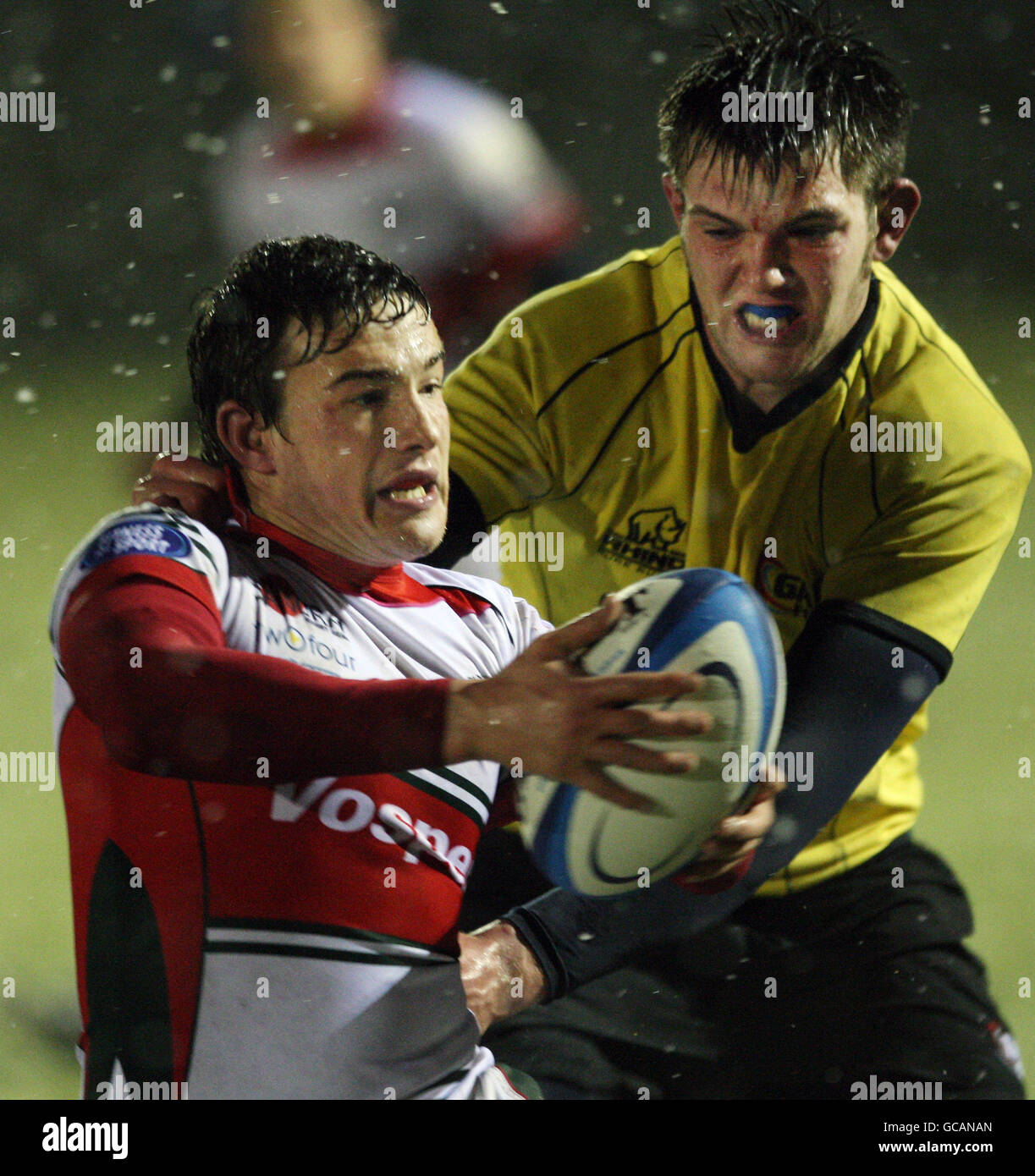 Gael Force's Andrew Renwick (right) tackles Plymouth Albion's Alex ...