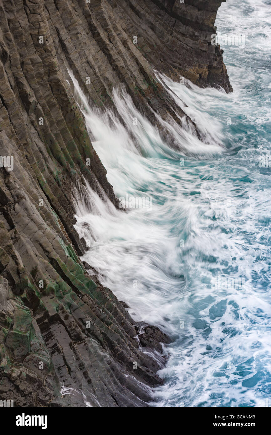 Gatklettur cliff formed by hexagonal basalt columns of volcanic origin ...