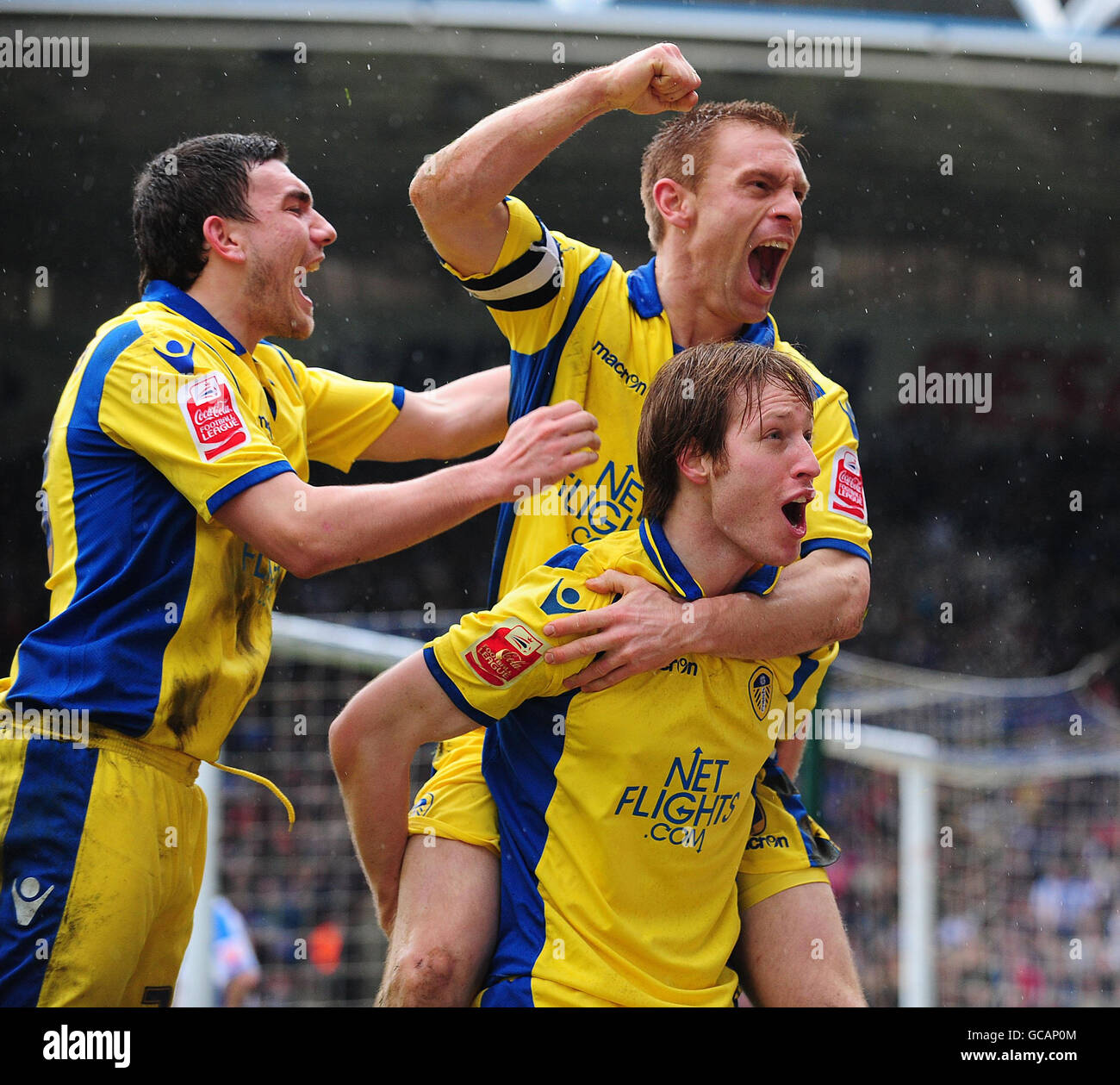 Leeds United's Luciano Becchio celebrates his goal with Richard Naylor ...