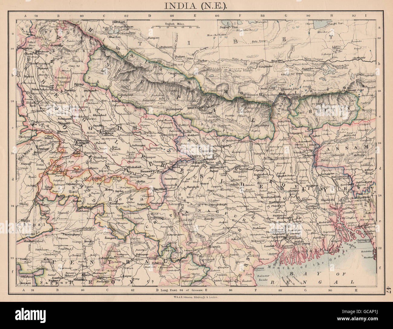 BRITISH INDIA NE. Bengal Nepal Bhutan Calcutta Bangladesh. JOHNSTON ...