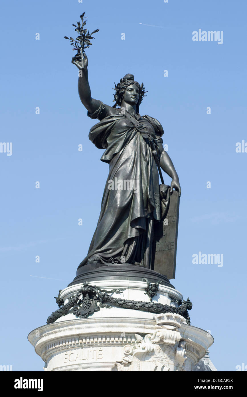 Paris, France - Statue of the Republic, Place de la Republique Stock ...
