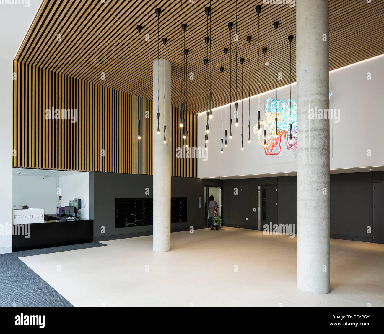 Interior view of foyer. Park Heights, London, United Kingdom. Architect ...