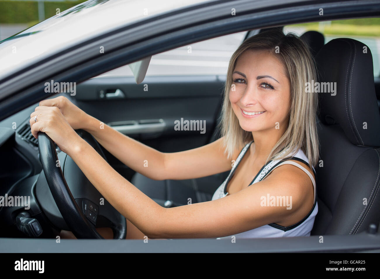 woman driving a car Stock Photo - Alamy