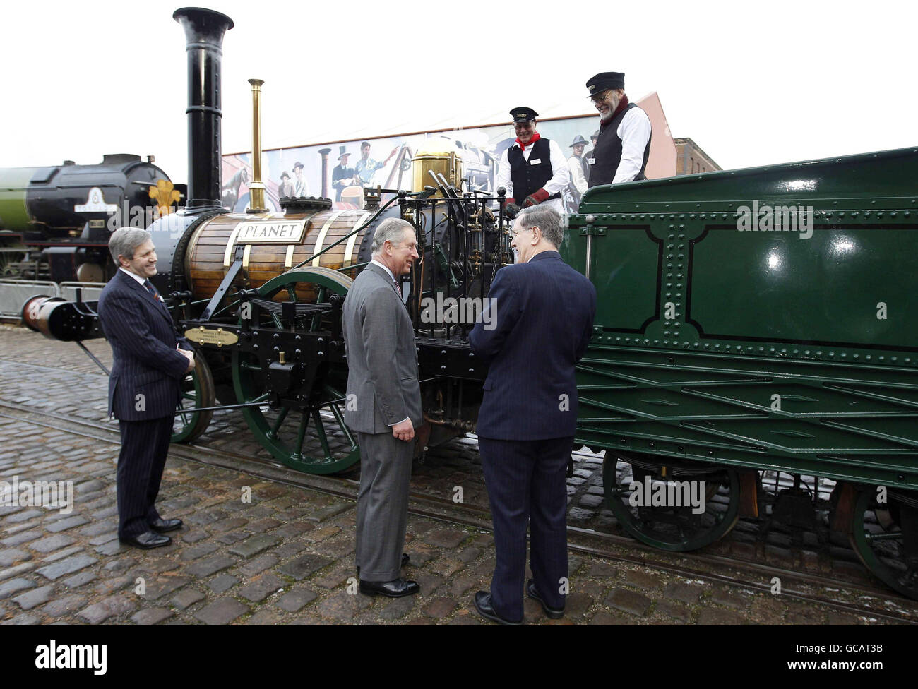 The Prince of Wales Charles talks with railway volunteers on the ...